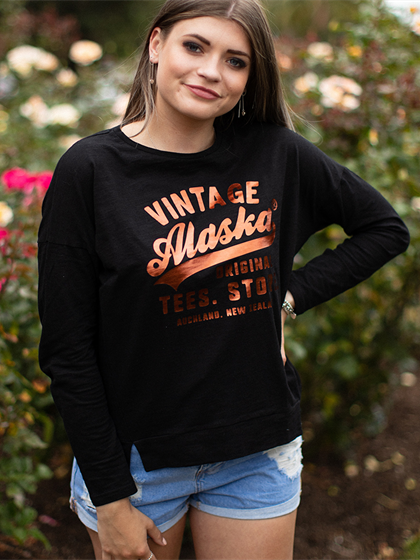 Ivy Vintage Alaska Logo Black Tops Just Looking Alaska Tee Core