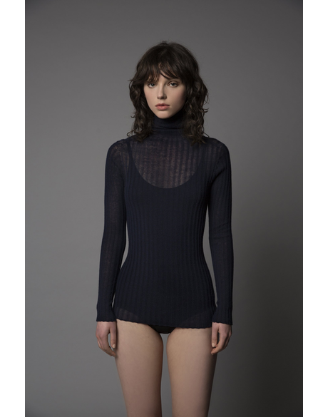 Merino Tulle Skivvy (Navy) - Knitwear : Just Looking - Standard Issue Core