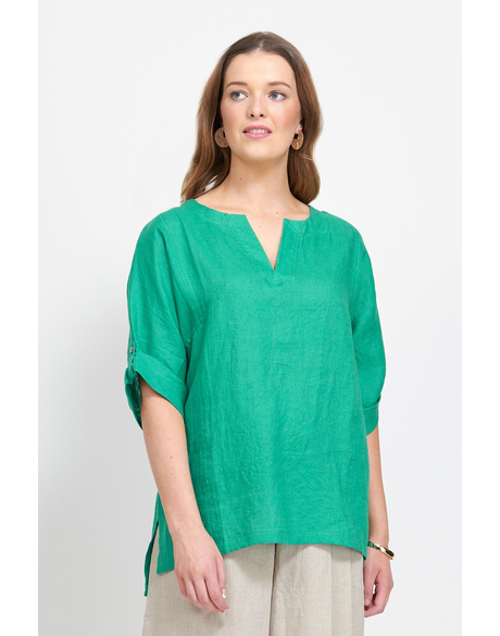 Top, Relaxed Fit, Tab Sleeve (Green) - Tops : Just Looking - Foil S22 ...