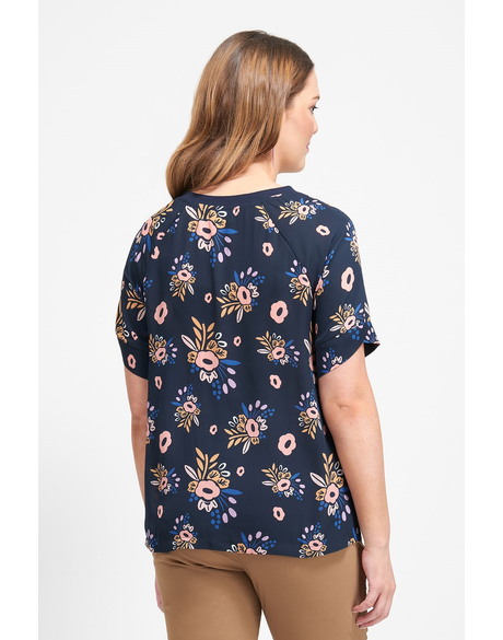 Top, Swing, Rib Trim (Fun Floral) - Tops : Just Looking - Foil S22 Sale S22