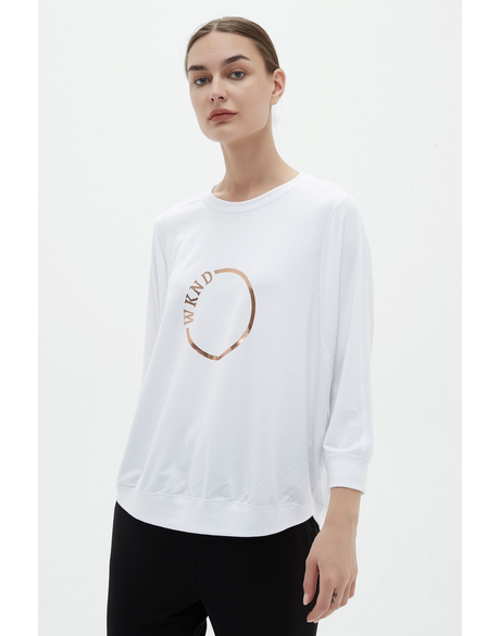 Circle 3/4 Bamboo Crew (Rose Gold/White) - Sweaters : Just Looking ...