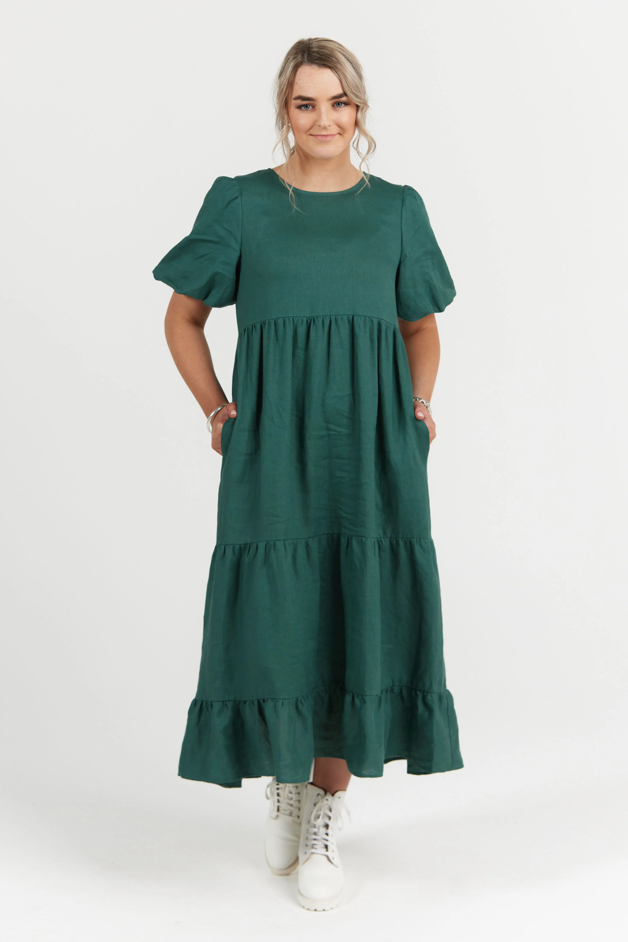 Meadow Midi Dress (Chive Linen) - Dresses : Just Looking - Seeking Lola S22