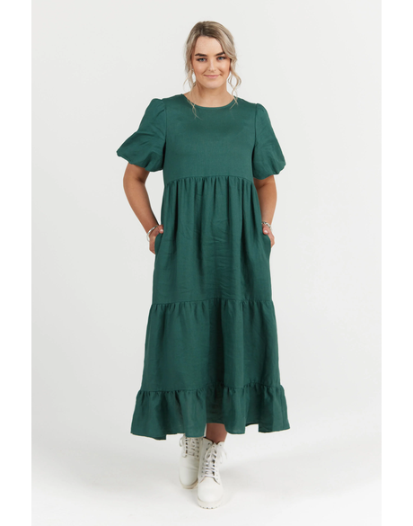 Meadow Midi Dress (Chive Linen) - Dresses : Just Looking - Seeking Lola S22
