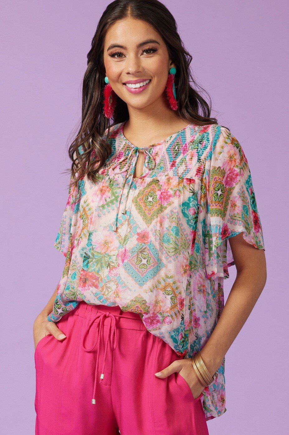 Palm Springs Top (Multi) - Tops : Just Looking - Loobies Story S22