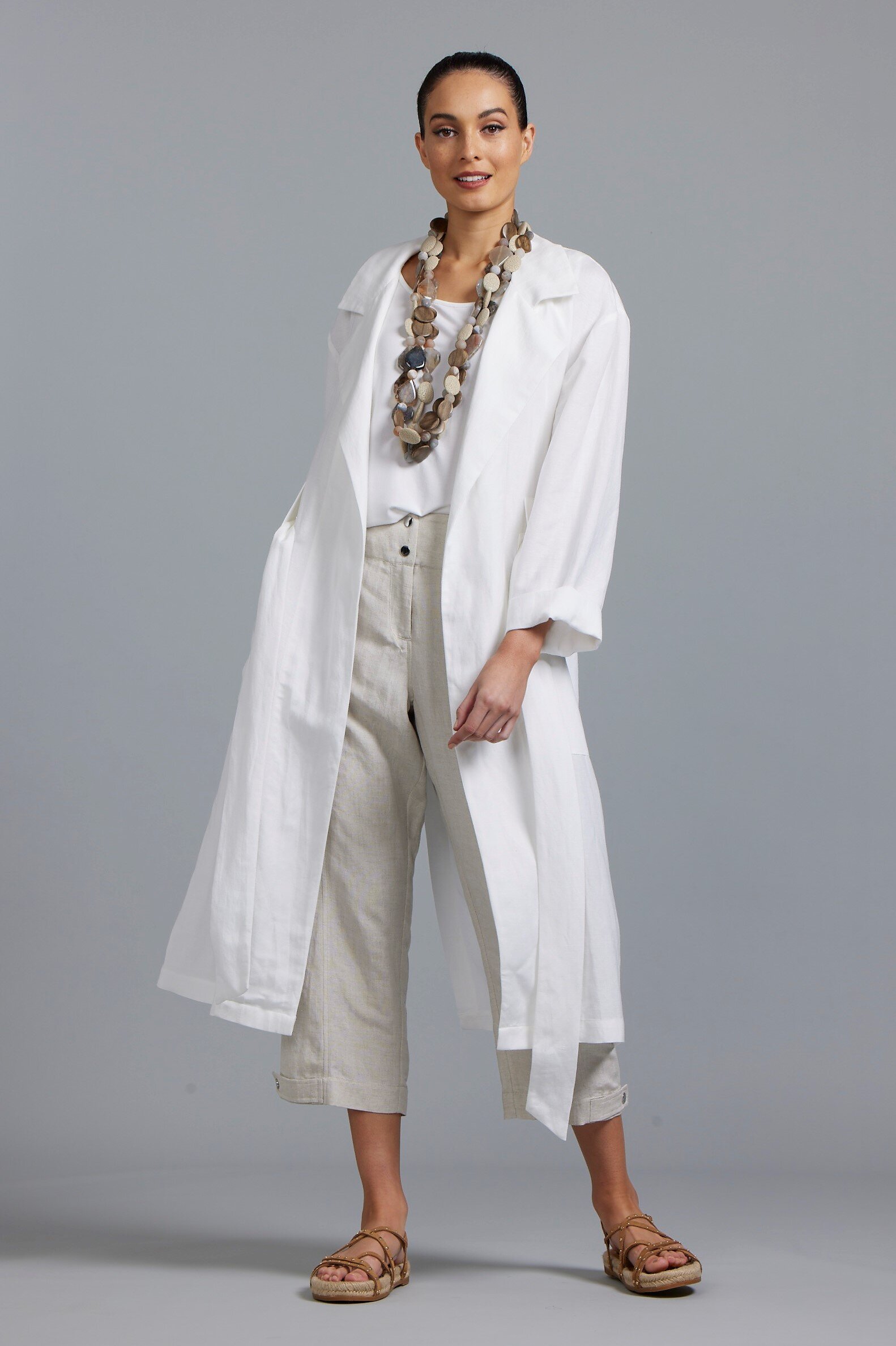 Washer Linen Duster (White) - Jackets / Coats : Just Looking - Paula ...