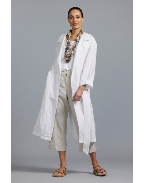 Washer Linen Duster (White) - Jackets / Coats : Just Looking - Paula ...
