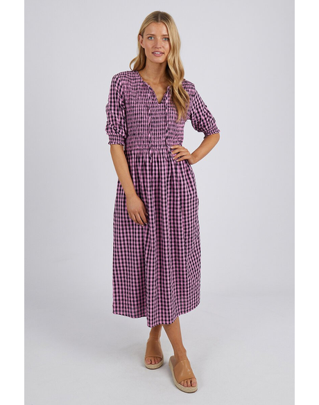 Willa Check S/S Dress (Pink) - Dresses : Just Looking - Elm S22