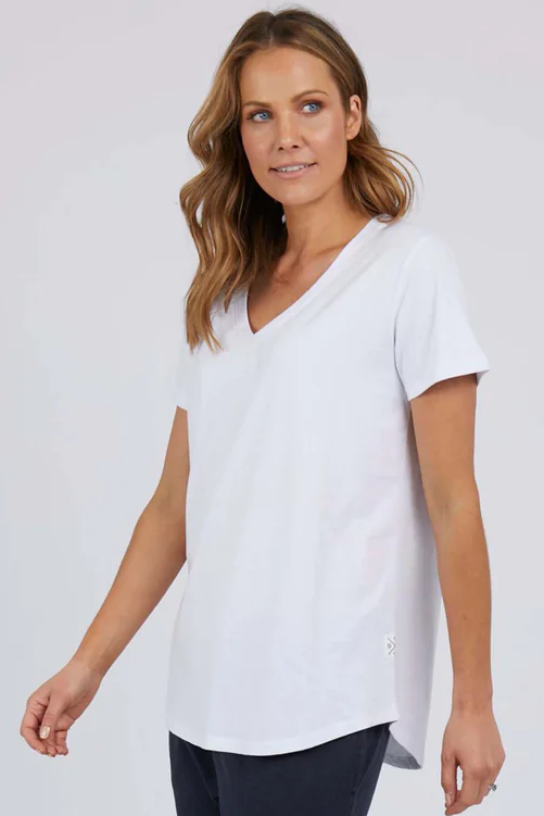 Fortune Vee Tee (White) - Tops : Just Looking - Elm S22