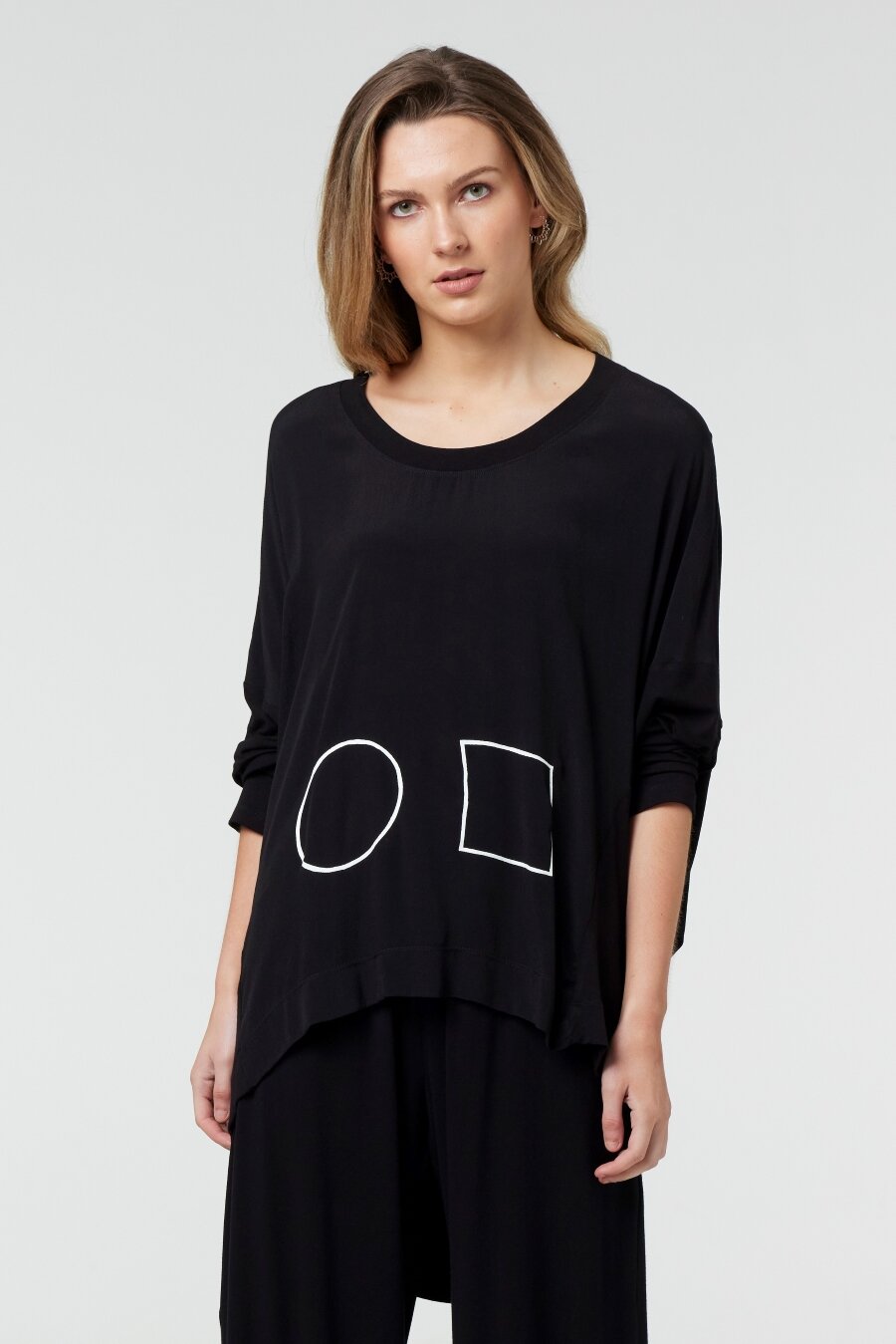 Media Drape Sweater (Black) - Tops : Just Looking - Obi W23 SALE 25%