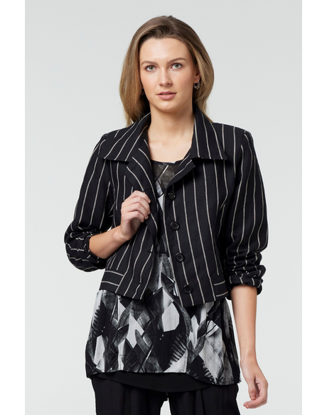 Pinstripe Cropped Jacket (Black) - Jackets / Coats : Just Looking - Obi ...