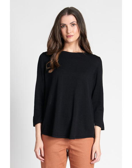 Top, Contrast Woven Back (Mono Ditsy/Black) - Tops : Just Looking ...