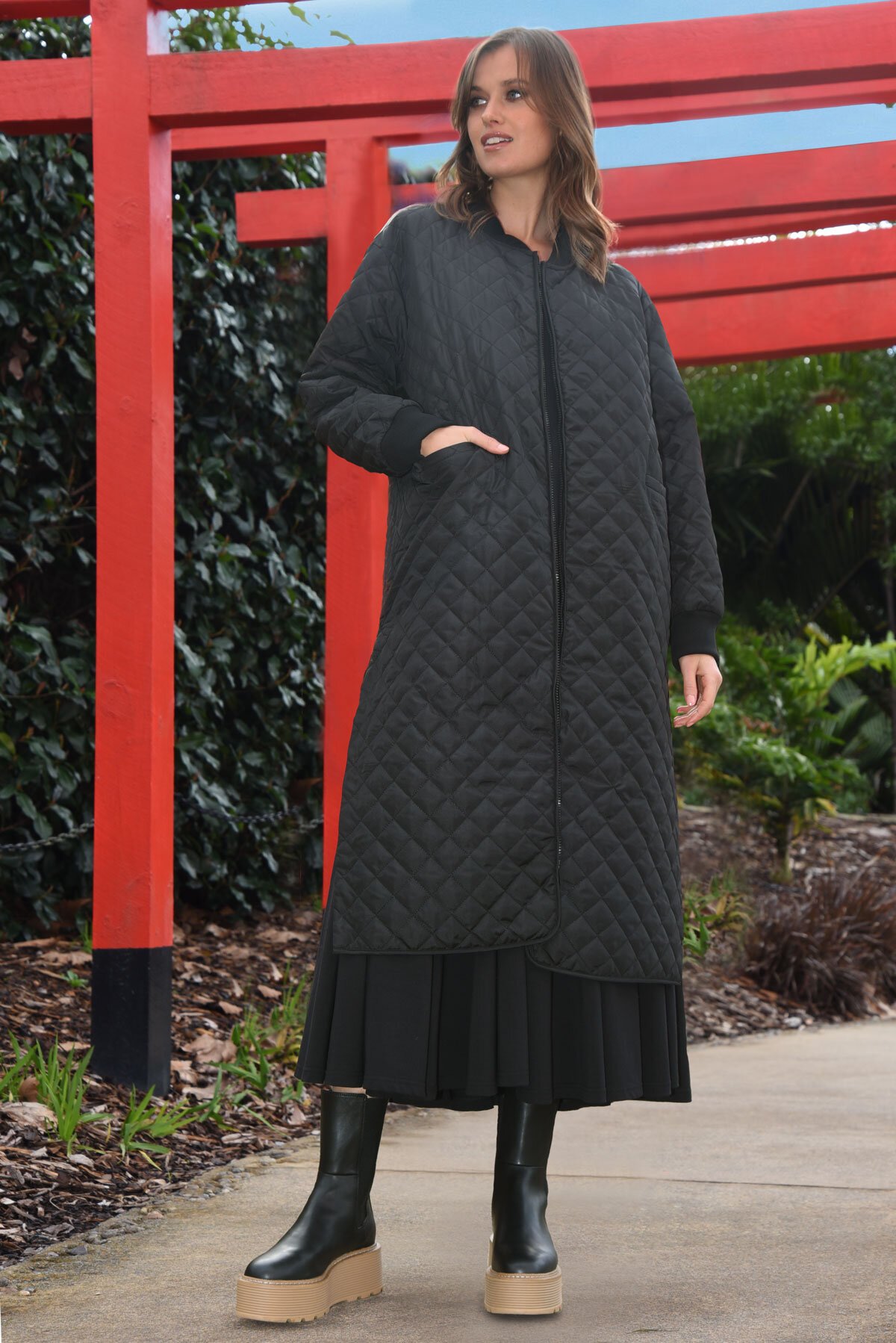 Puff Piece Coat (Black) - Jackets / Coats : Just Looking - Curate W23