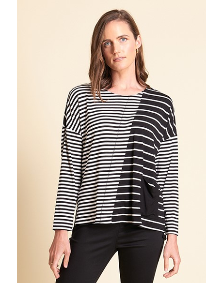 Top, Panel Details (Stripe) - Tops : Just Looking - Foil W23 SALE 25%