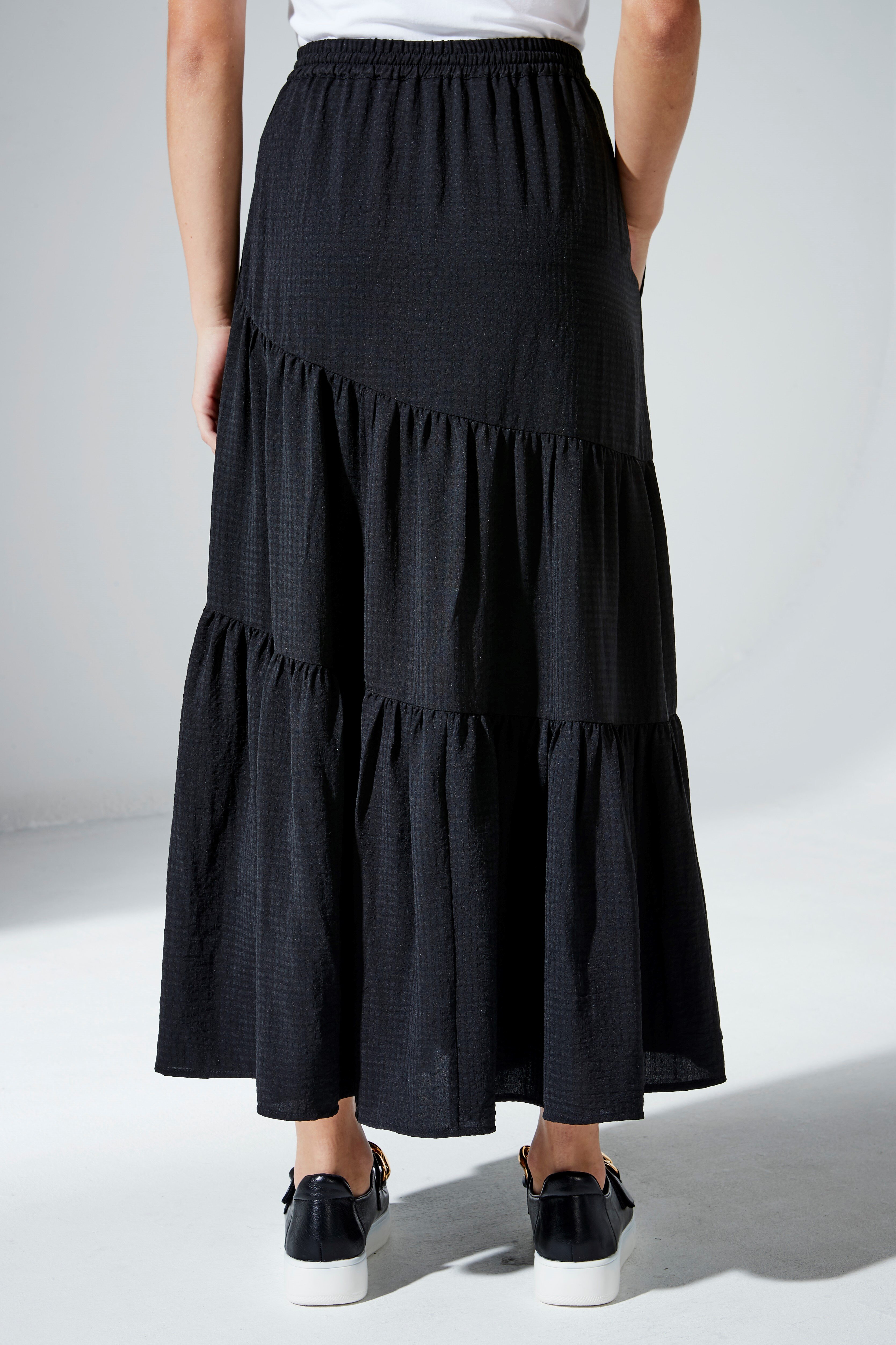 Cannes Tiered Skirt (Black) - Skirts : Just Looking - Duo W23 SALE 25%