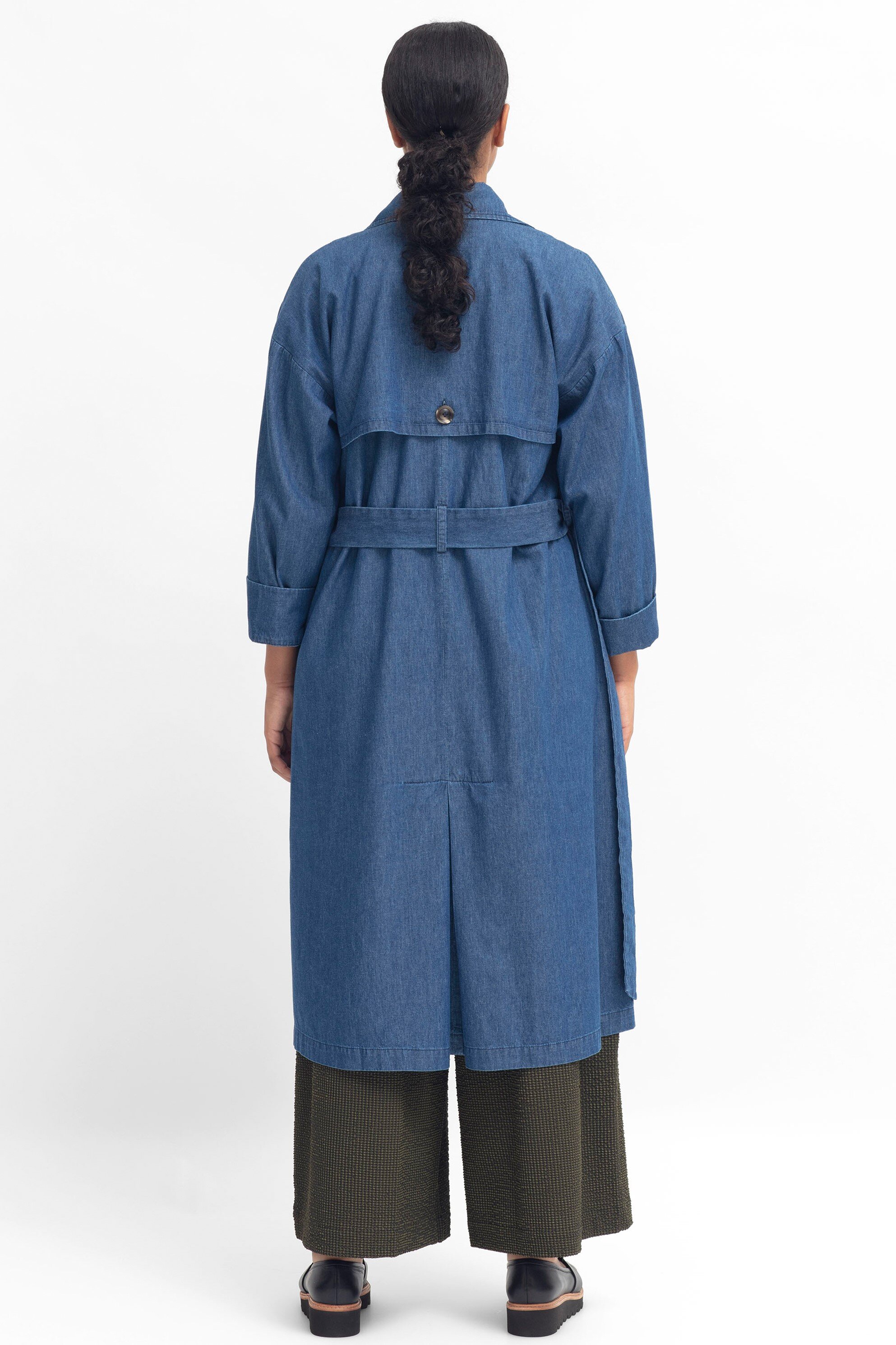 Denim Trench Coat (Indigo) - Jackets / Coats : Just Looking - Elk W23 ...
