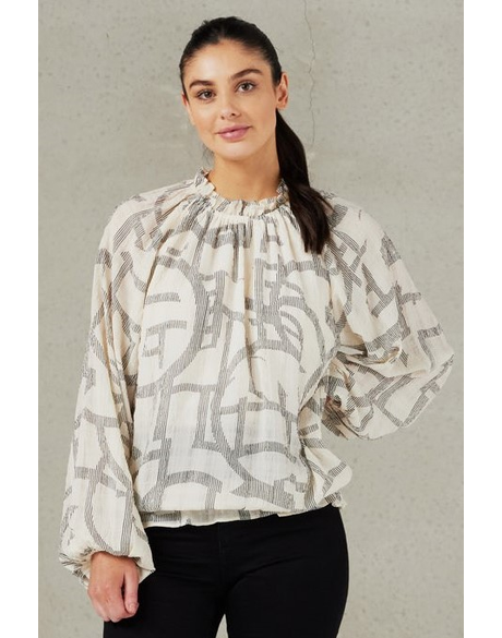 Hazel Top (White Lines) - Tops : Just Looking - Et Alia W23