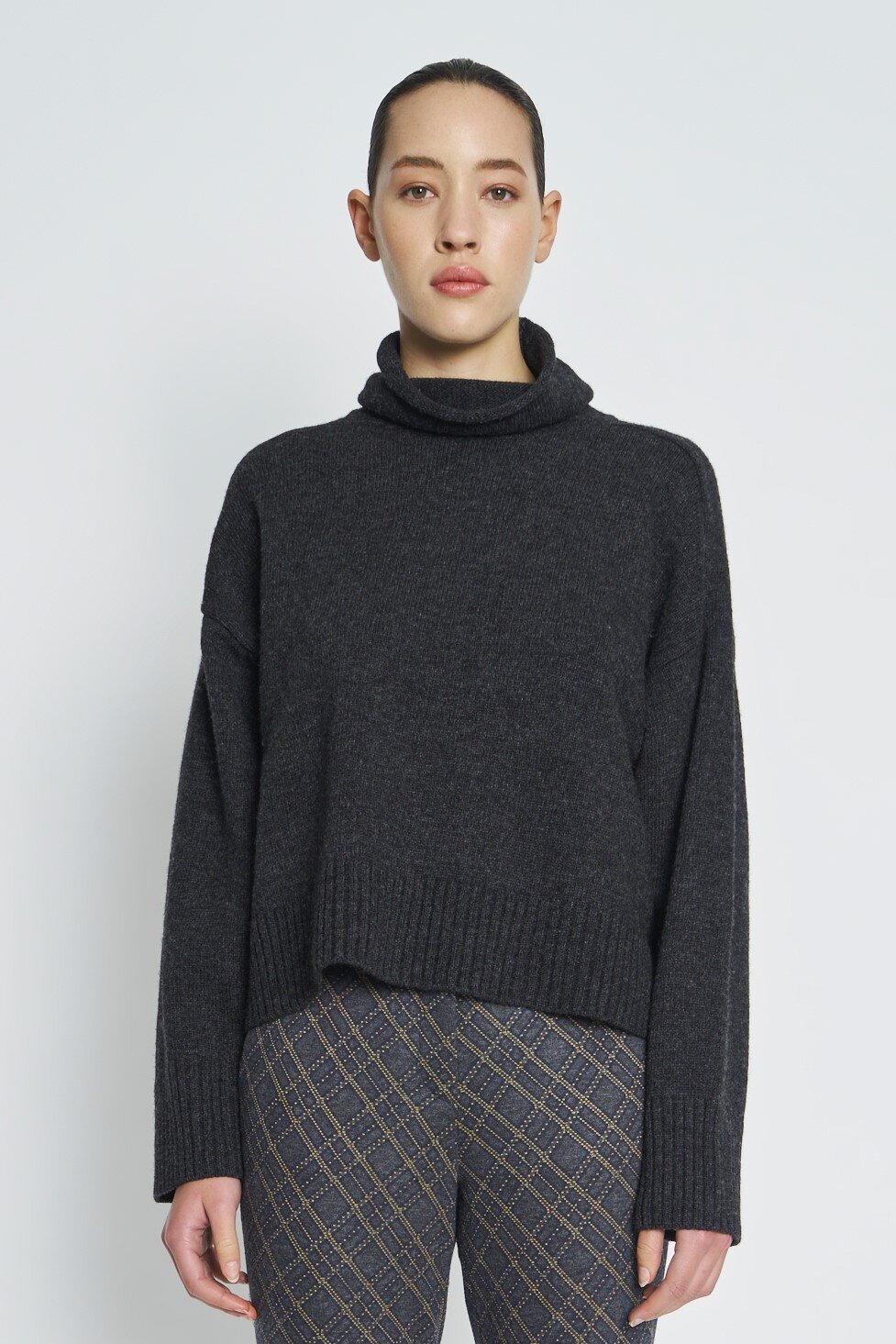 June Roll Neck (Charcoal) - Tops : Just Looking - New Lands W23 SALE 25%