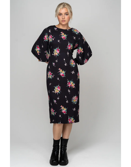 Anna Dress (Black Bouquet) - Dresses : Just Looking - Carlson W23 SALE 25%