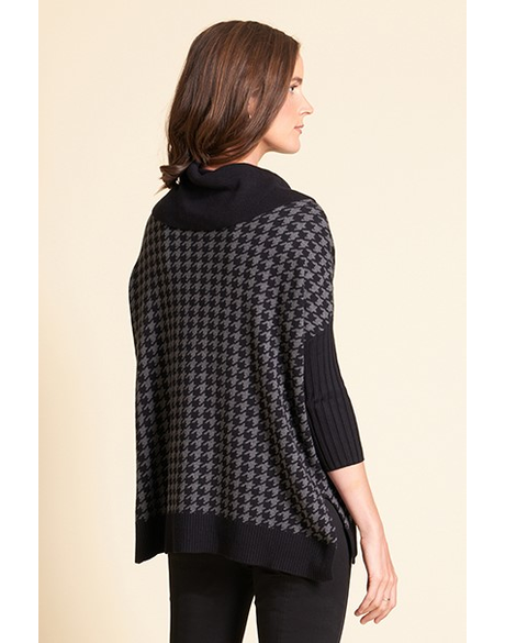 Jumper, Side Split, Roll Neck (Black/Charcoal) - Knitwear : Just ...