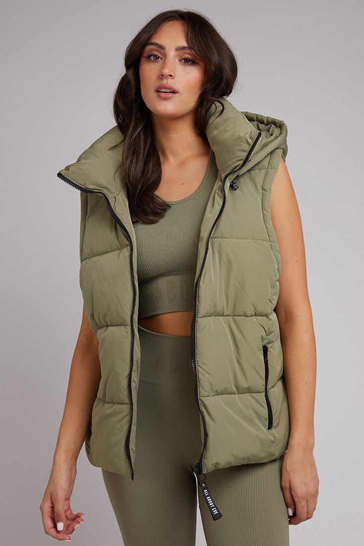 Remi Luxe Puffer Vest (Khaki) - Jackets / Coats : Just Looking - All ...
