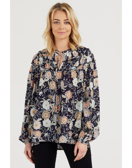 Harper Top (Ink Floral) - Tops : Just Looking - Seduce W23 SALE 25%
