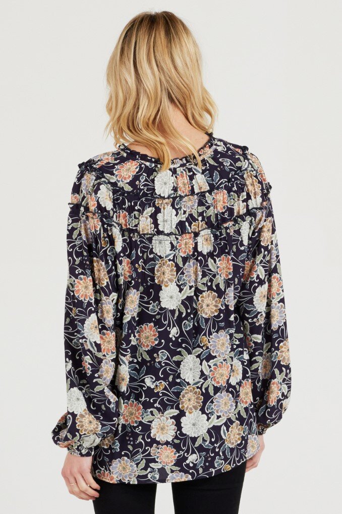 Harper Top (Ink Floral) - Tops : Just Looking - Seduce W23 SALE 25%