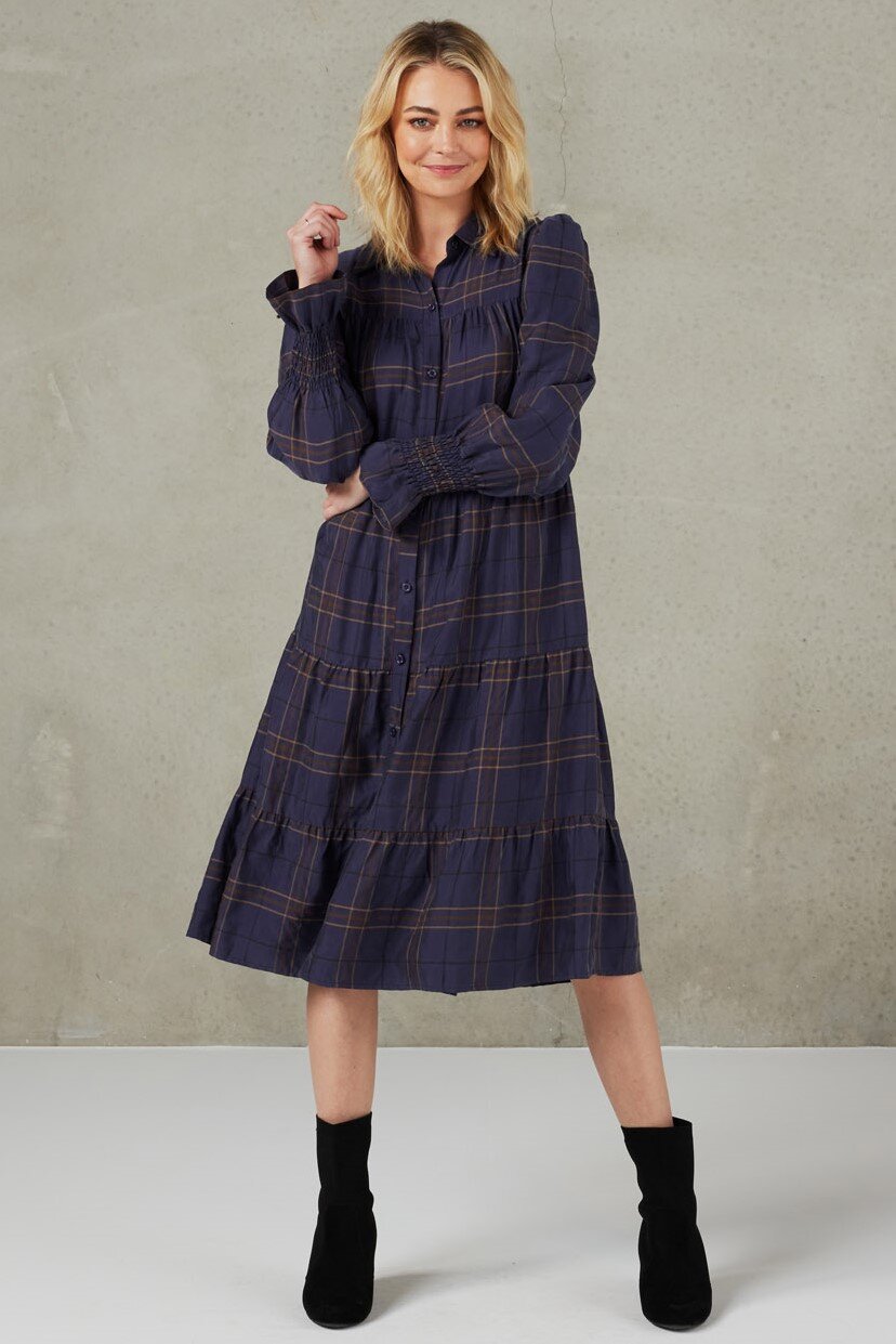 Bennett Dress (Ink Plaid) - Dresses : Just Looking - Et Alia W23