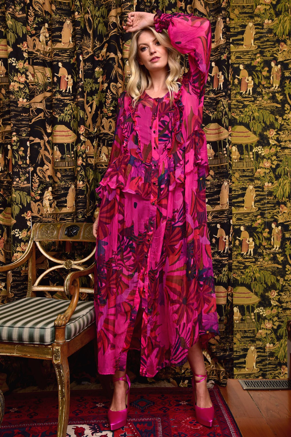 Floral Opening Dress (Pink Jungle) - Dresses : Just Looking - Cooper ...