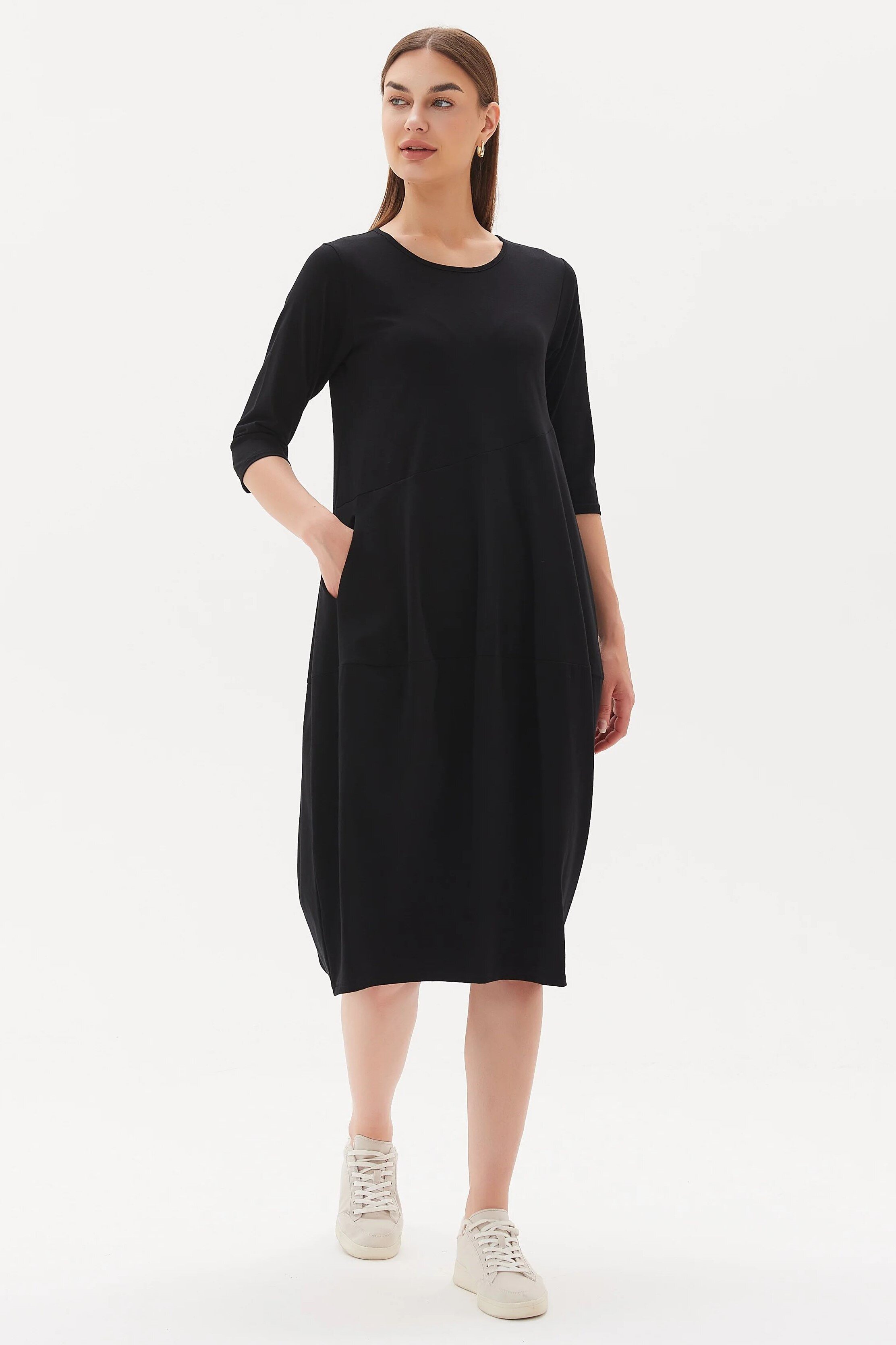 Diagonal Seam Dress (Black) - Dresses : Just Looking - Tirelli W23
