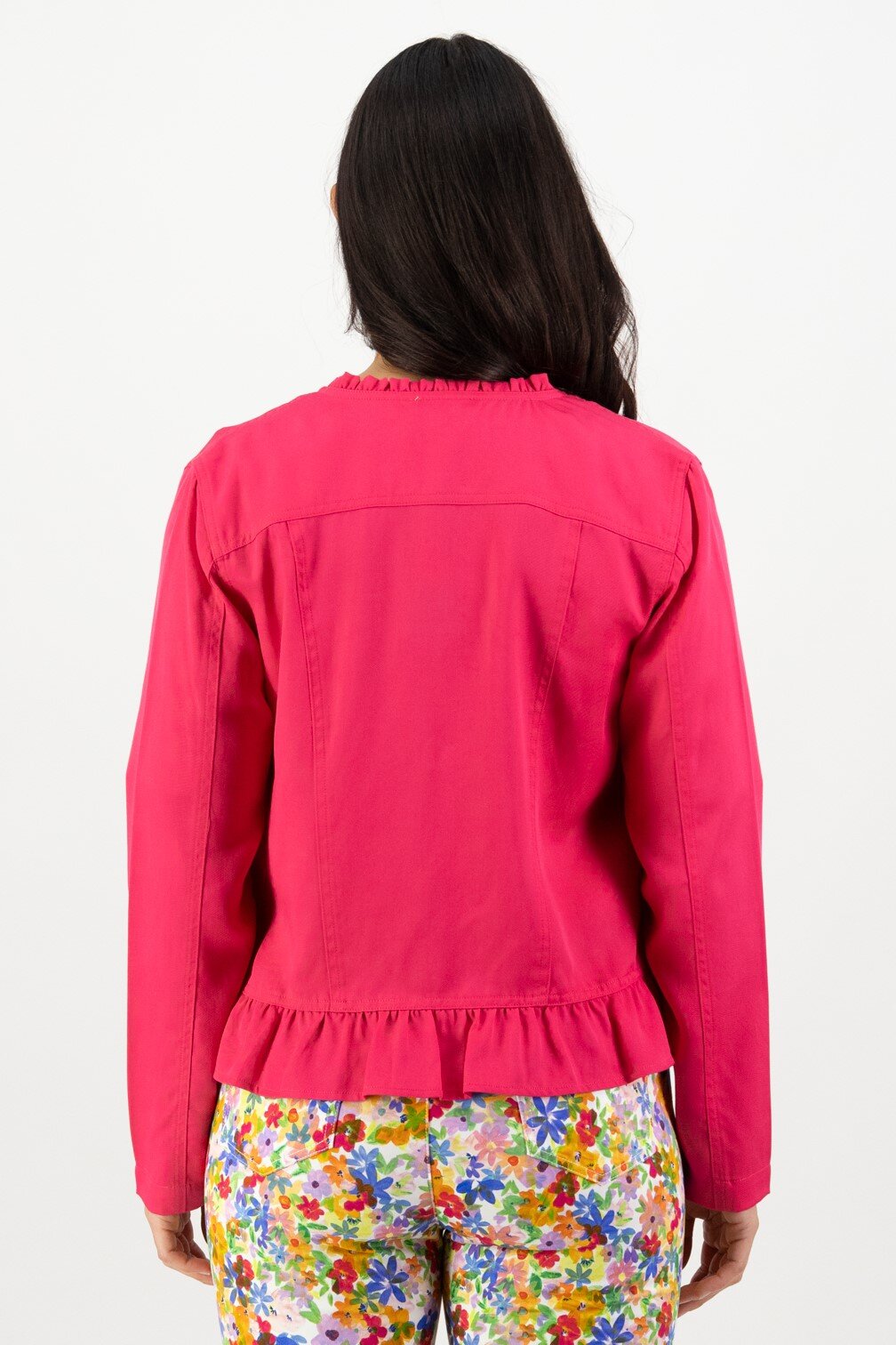 Jacket With Frill Hem (Cerise) - Jackets / Coats : Just Looking ...