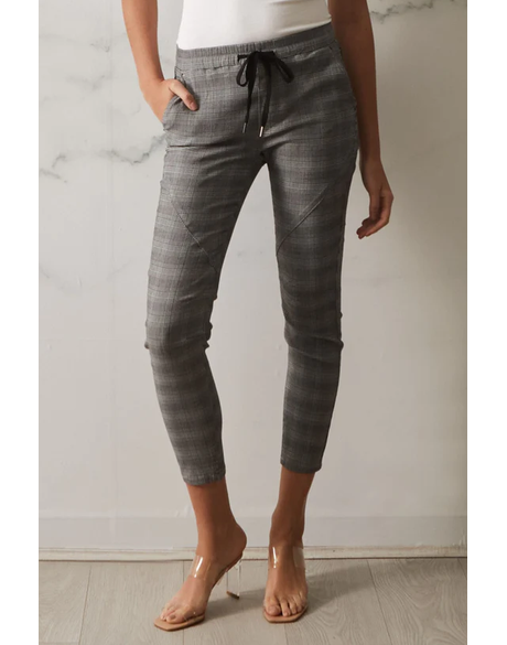 Monaco Luka Check Jogger (Grey) - Pants : Just Looking - Monaco Jeans S23