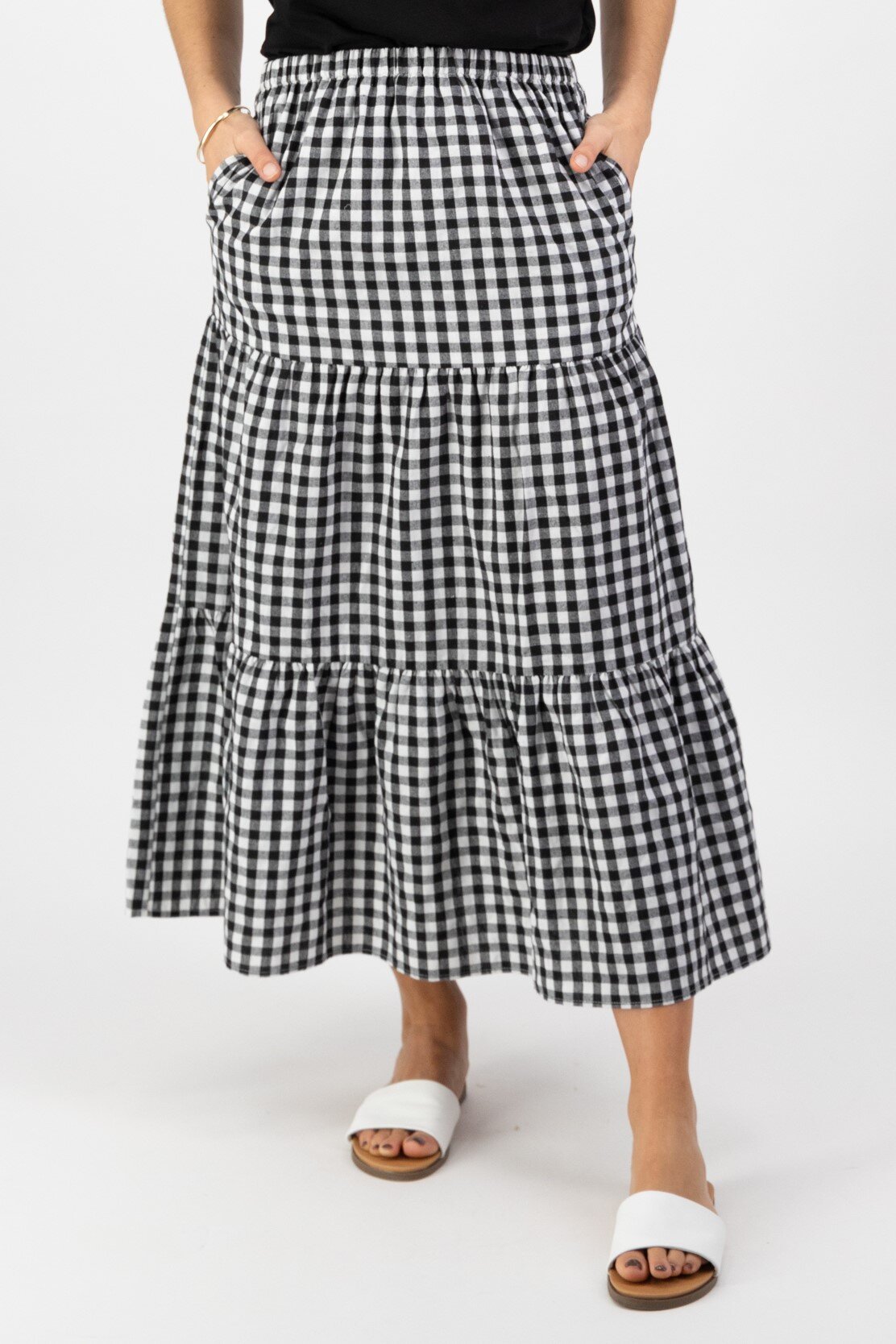 Long Tiered Skirt (Black Check) - Skirts : Just Looking - Vassalli S23 ...