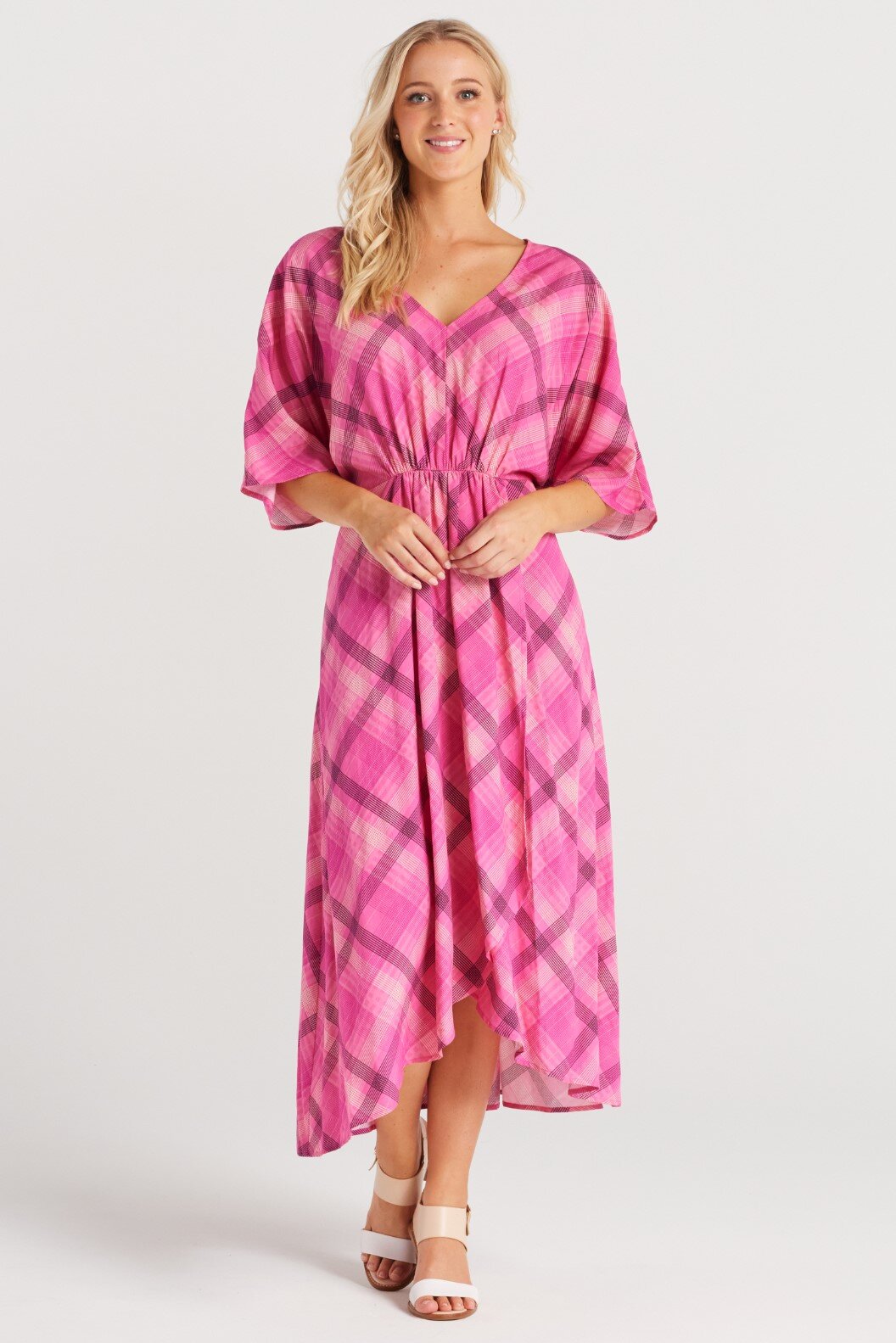 Taytum Dress (Hot Pink Check) - Dresses : Just Looking - Seduce S23 SALES23
