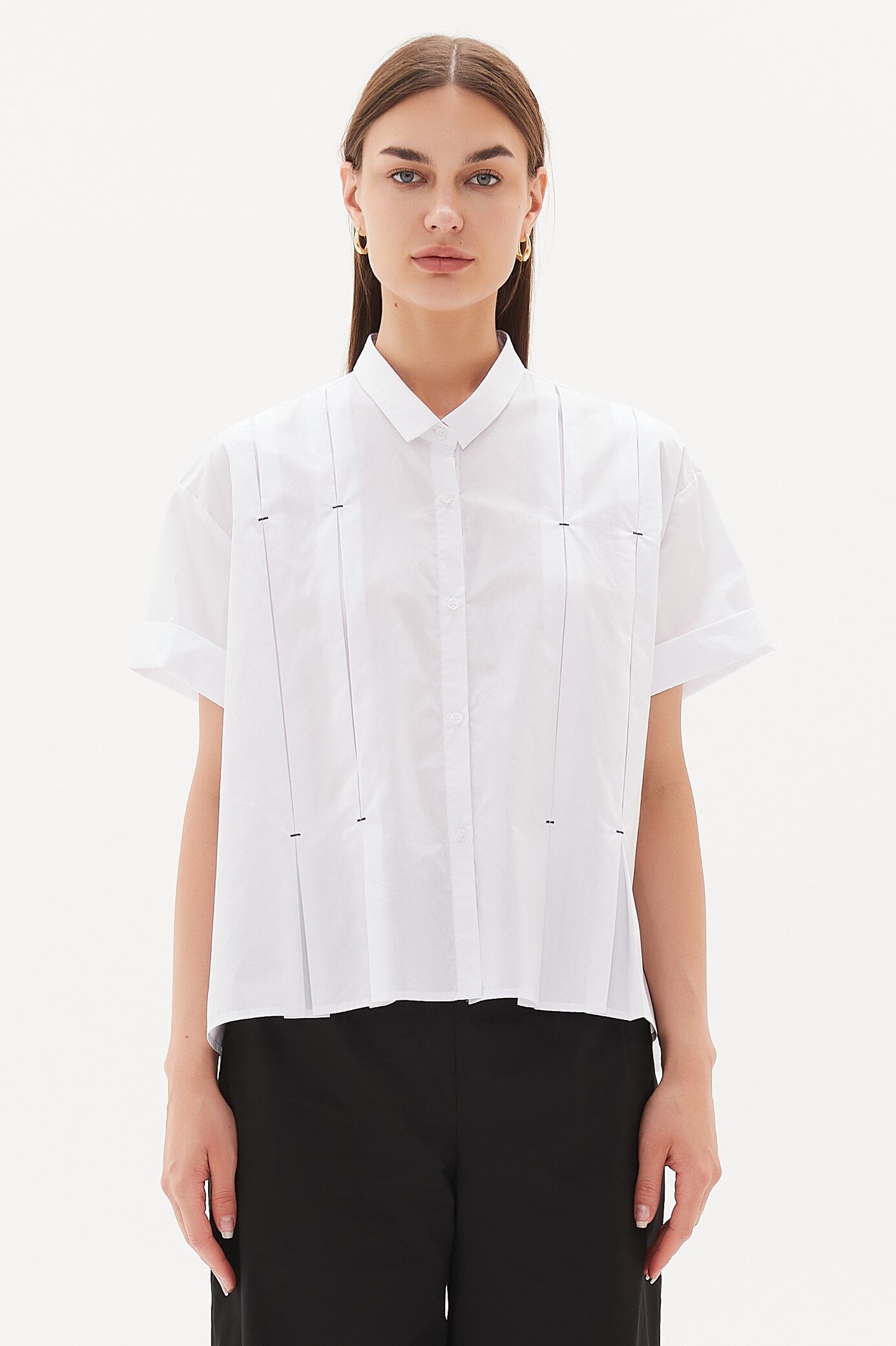 Inverted Pleat Detail Shirt - Tops : Just Looking - Tirelli S23 SALES23
