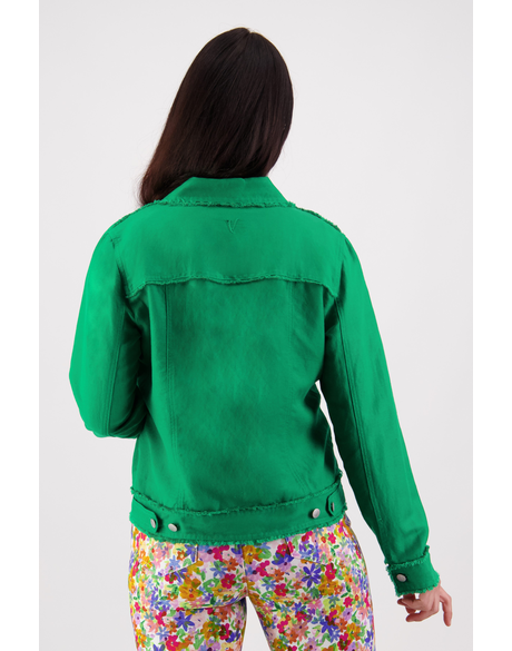 Linen Jacket w/ Frayed Seams (Kelly Green) - Jackets / Coats : Just ...