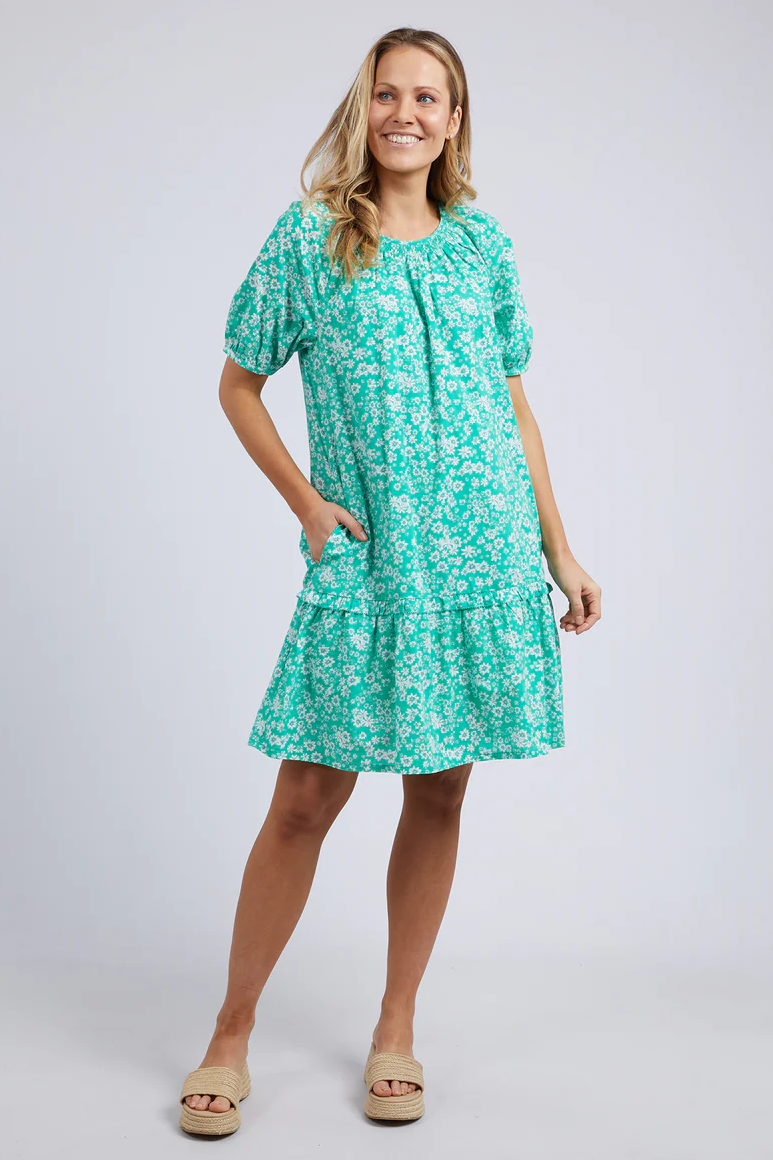 Bloom Dress (Emerald Print) - Dresses : Just Looking - Foxwood S23 SALES23