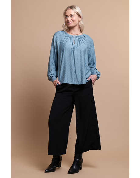 Top - Sleeve Ruffle & Rib Cuff - Tops : Just Looking - OH 3 W24 W24SALE