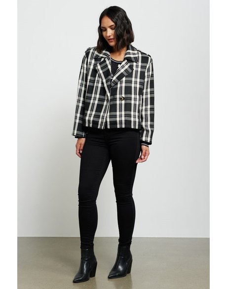 Dylan Jacket (Black/Ivory Plaid) - Jackets / Coats : Just Looking - Et ...