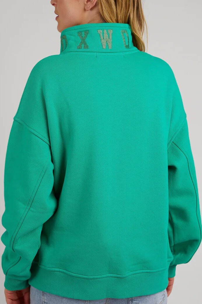 College Zip Crew (Bright Green) - Sweaters : Just Looking - Foxwood W24