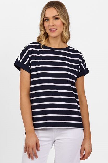 Drop Sleeve Top with Stepped Hem - Tops : Just Looking - Vassalli S24