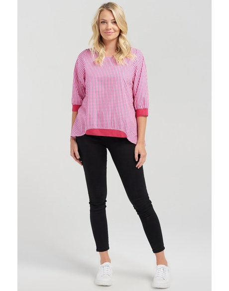 Taylor Top (Pink Check) - Tops : Just Looking - Seduce S24