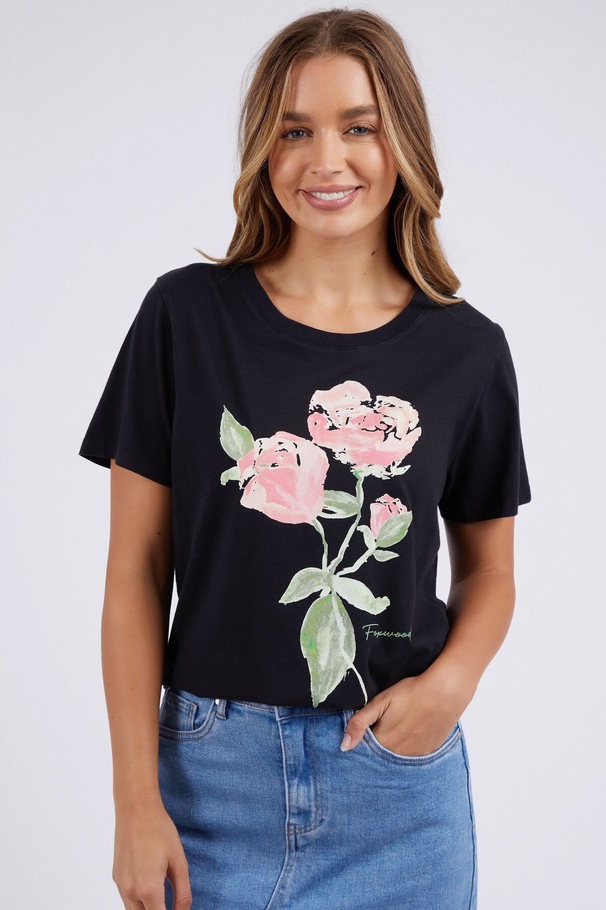 Bloom Tee (Washed Black) - Tops : Just Looking - Foxwood S24