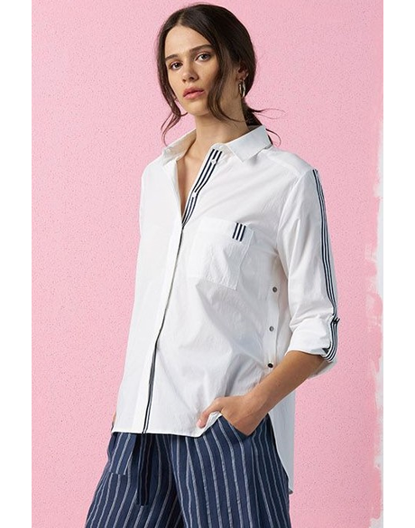 Mixed Media Shirt - Shirts : Just Looking - Madly Sweetly S24 S24SALE