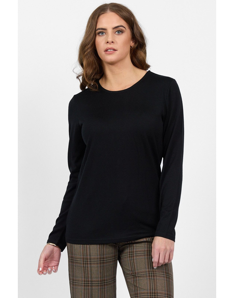 Merino Basic Long Sleeve Crew Neck Top - Tops : Just Looking - Vassalli W25